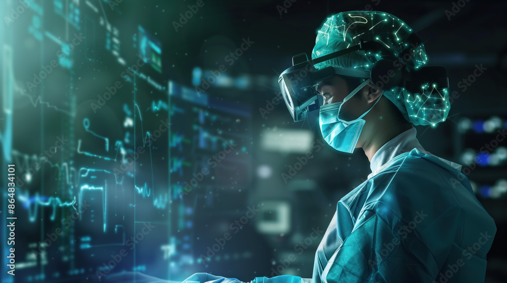 Futuristic Medical Illustration: Virtual Surgery with Real-Time Patient ...