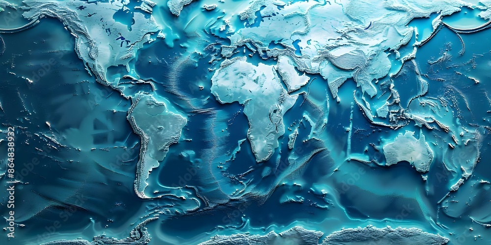 Illustration of Ocean Topography with Depths and Elevations Represented ...