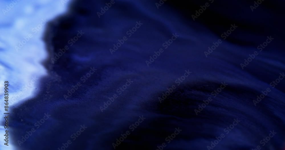 Paint wave. Color splash. Defocused blue black sparkling particles ...