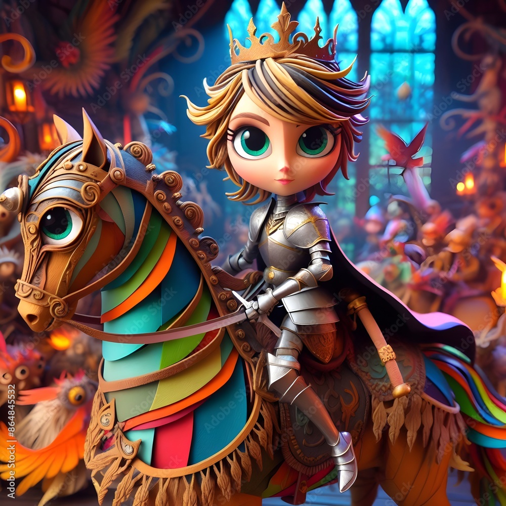 Princesa valiente, ilustración 3D, cuento de hadas, storybook, fantasía ...