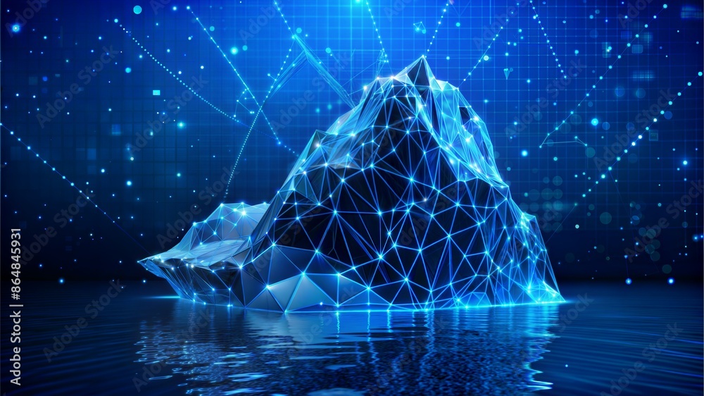 Digital Antarctic iceberg in the ocean in futuristic polygonal style on ...