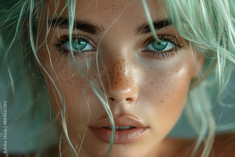 Very Beautiful Girl With Expressive Features Looking In Front Of Her