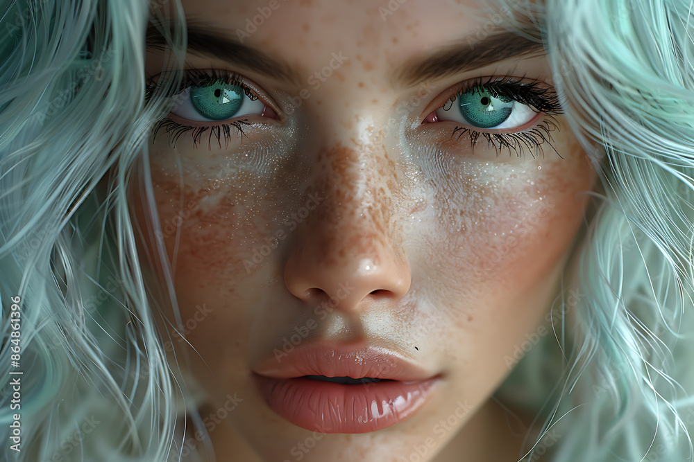 Very Beautiful Girl With Expressive Features Looking In Front Of Her