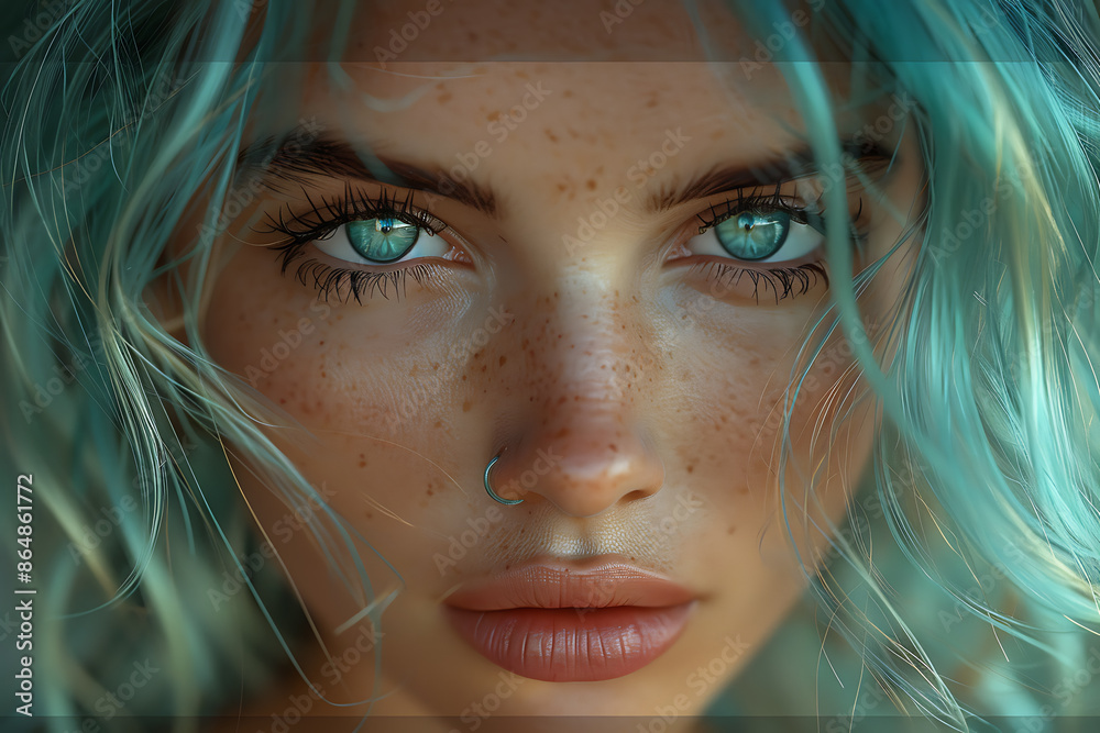 Very Beautiful Girl With Expressive Features Looking In Front Of Her