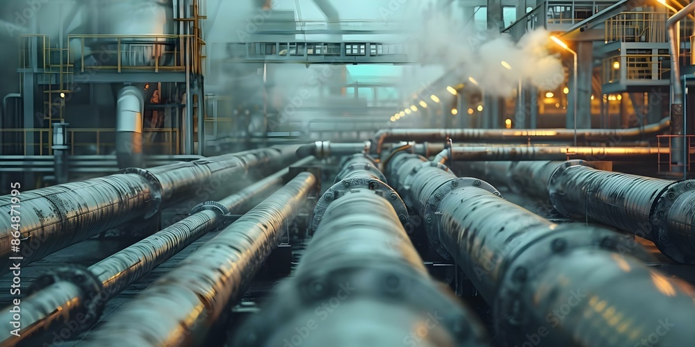 Maintaining Steam Pipes at a Thermal Power Plant. Concept Thermal power ...