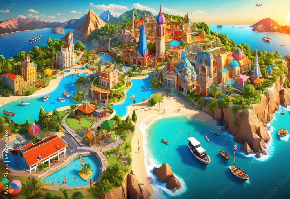 vibrant family travel maps track adventures together, journey ...