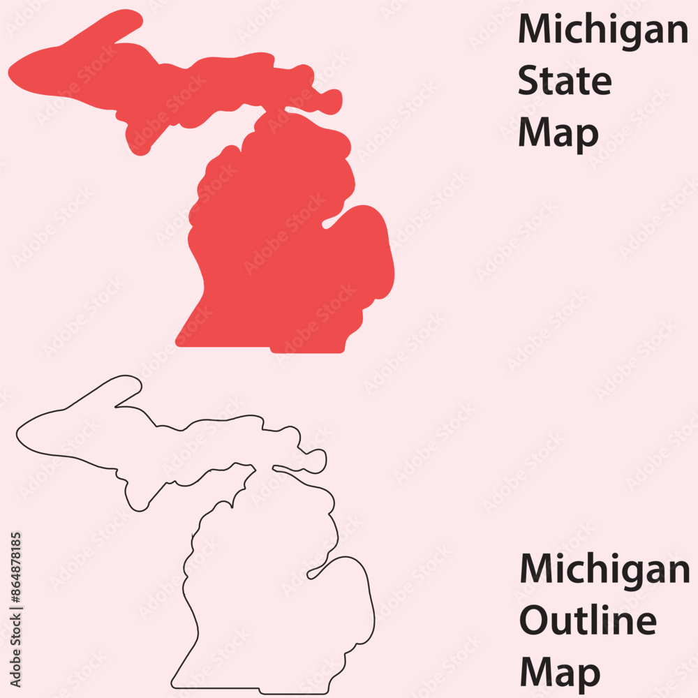 Detailed Michigan State Stroke Map Vector | High-Resolution, Editable ...