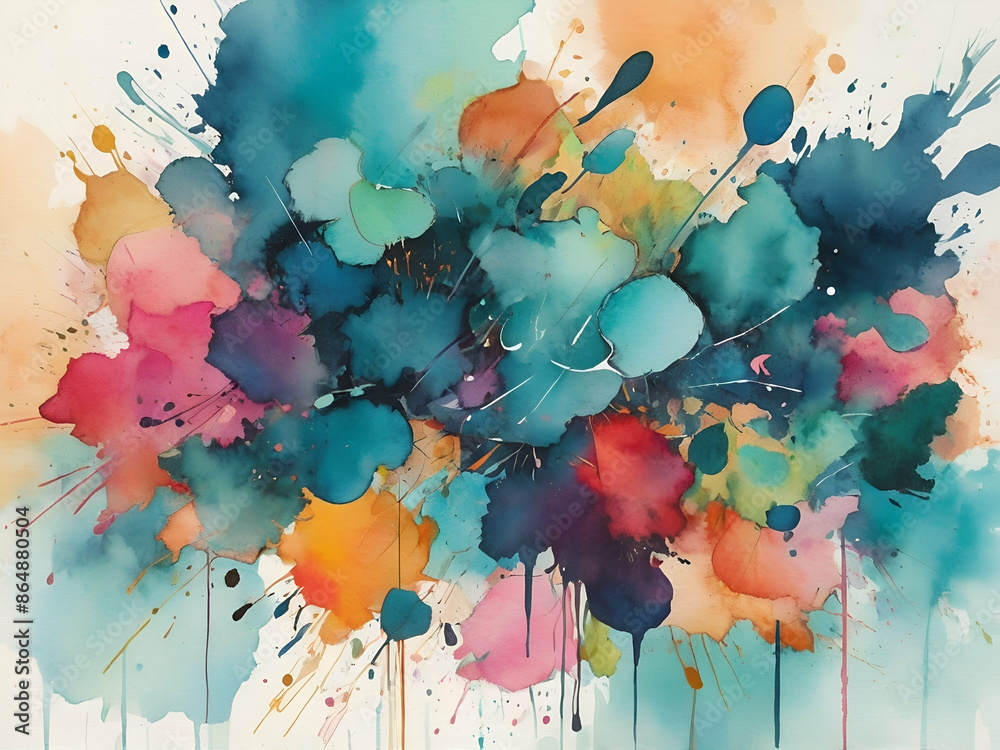 abstract Art Watercolor Acrylic smear blot painting oil pastel line ...