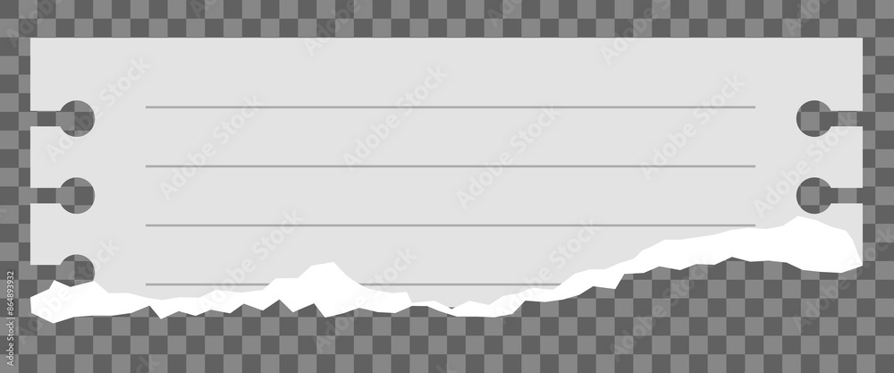 Torn Sheet on transparent background. Gray ripped paper. Vector ...