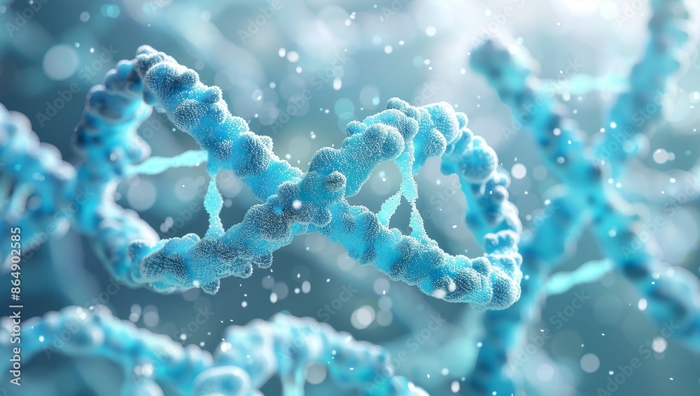 3D illustration of chromosomes, with two X and Y logos on top, white ...