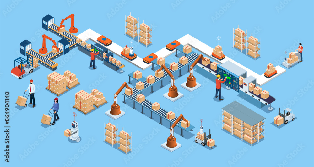 Automated warehouse robotic and autonomous robot transportation service concept with Automated ...