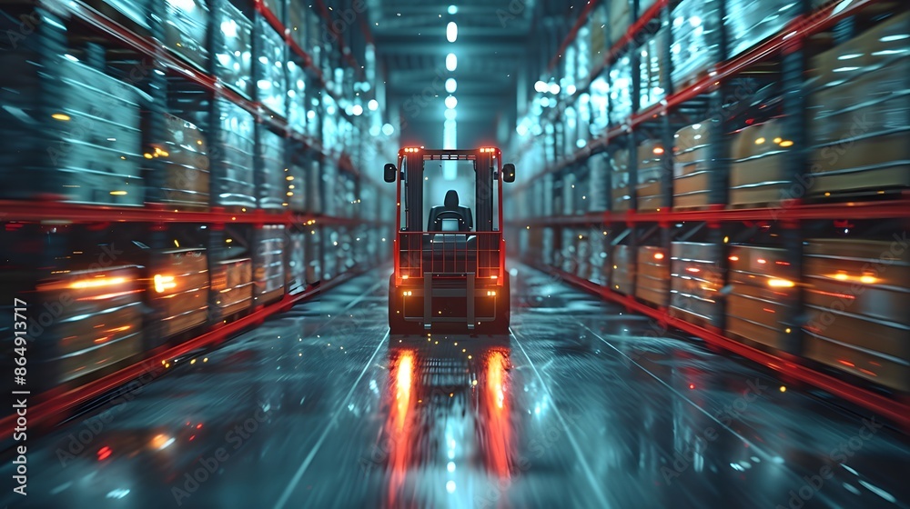 Intelligent forklift in a warehouse using AR holograms, with motion ...