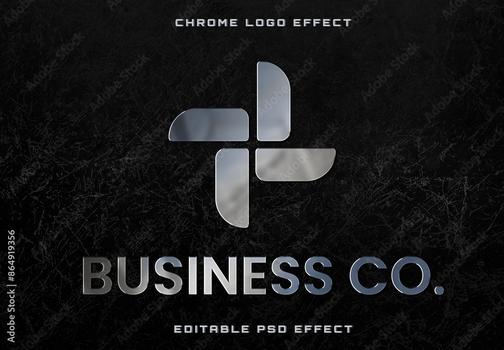 Chrome Logo PSD Effect Stock Template | Adobe Stock