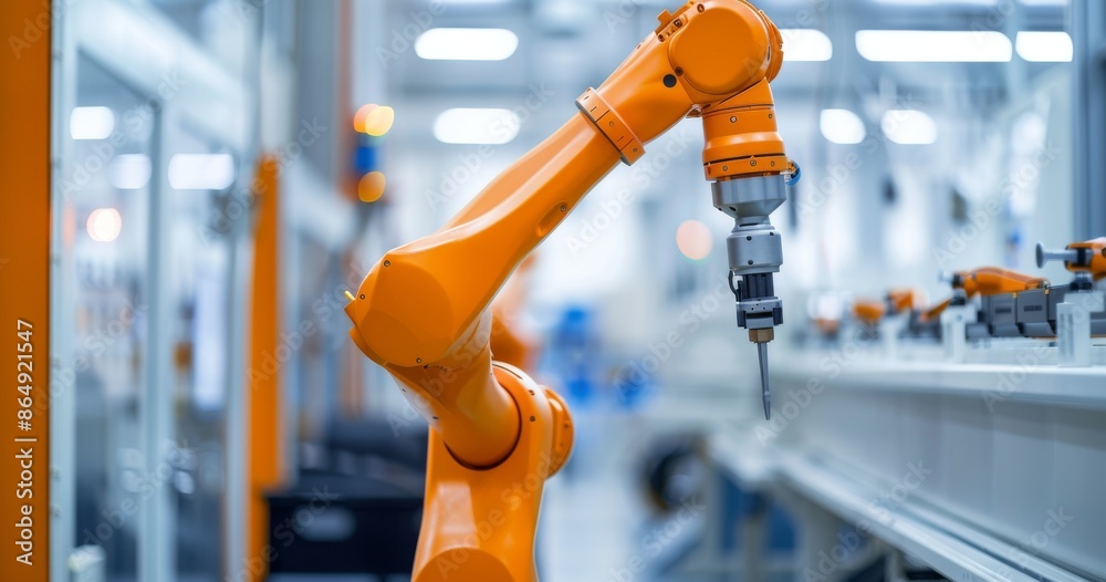 Industrial robot sorting boxes in a warehouse automation setting Stock ...