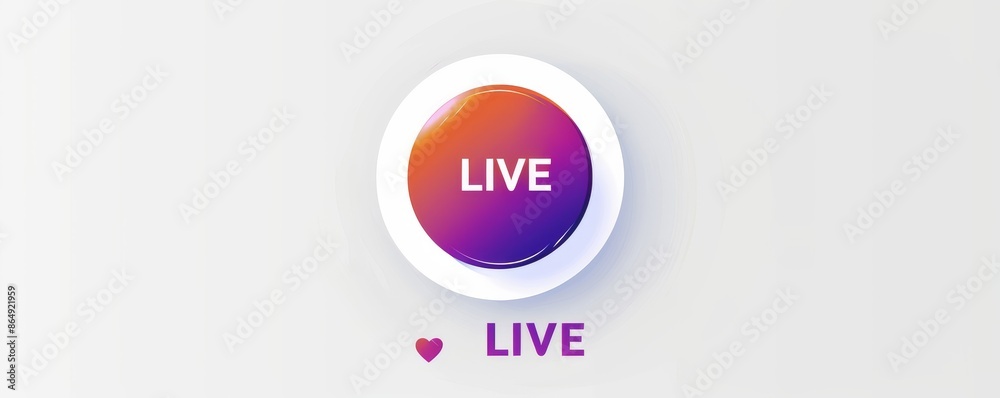 Colorful live streaming button icon with gradient backdrop on white ...