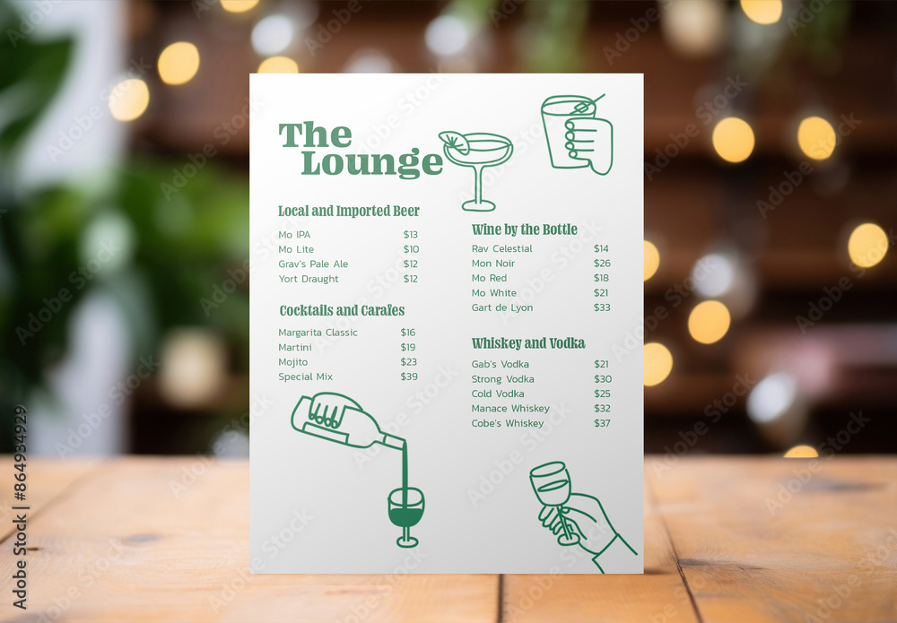 Drink Menu Mockup With Generative AI Stock Template | Adobe Stock