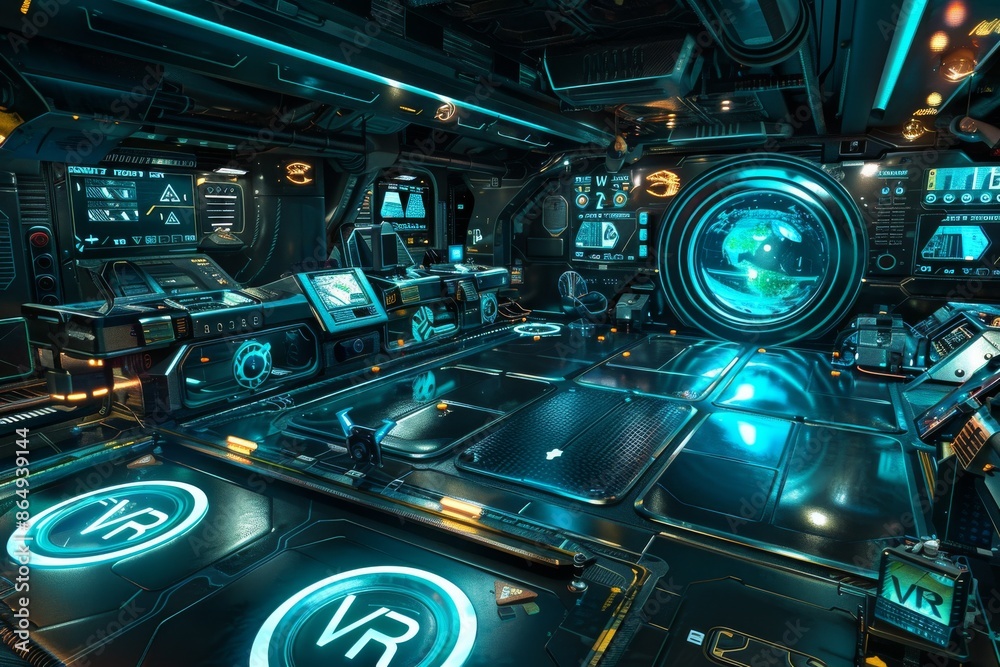Sci-fi themed VR experience with a futuristic cockpit interface ...