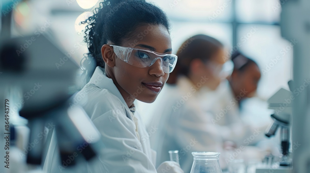 Image of a diverse team of scientists collaborating in a modern ...