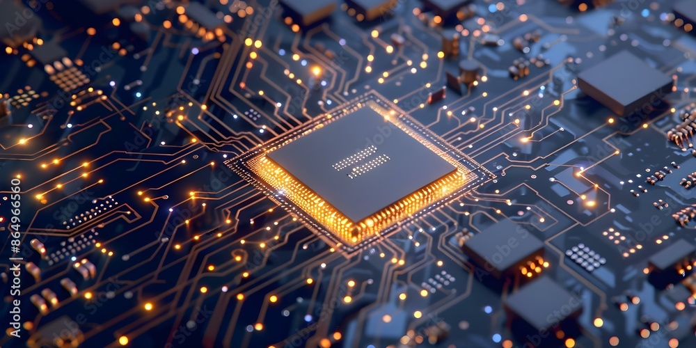Exploring Advanced Technology CPU Microchip on Electronic Circuit Board ...
