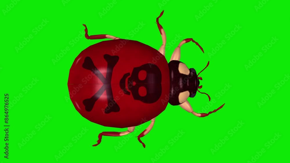 Pirate Ladybug - Spooky Red Ladybird Beetle Bug with Black Skull and ...