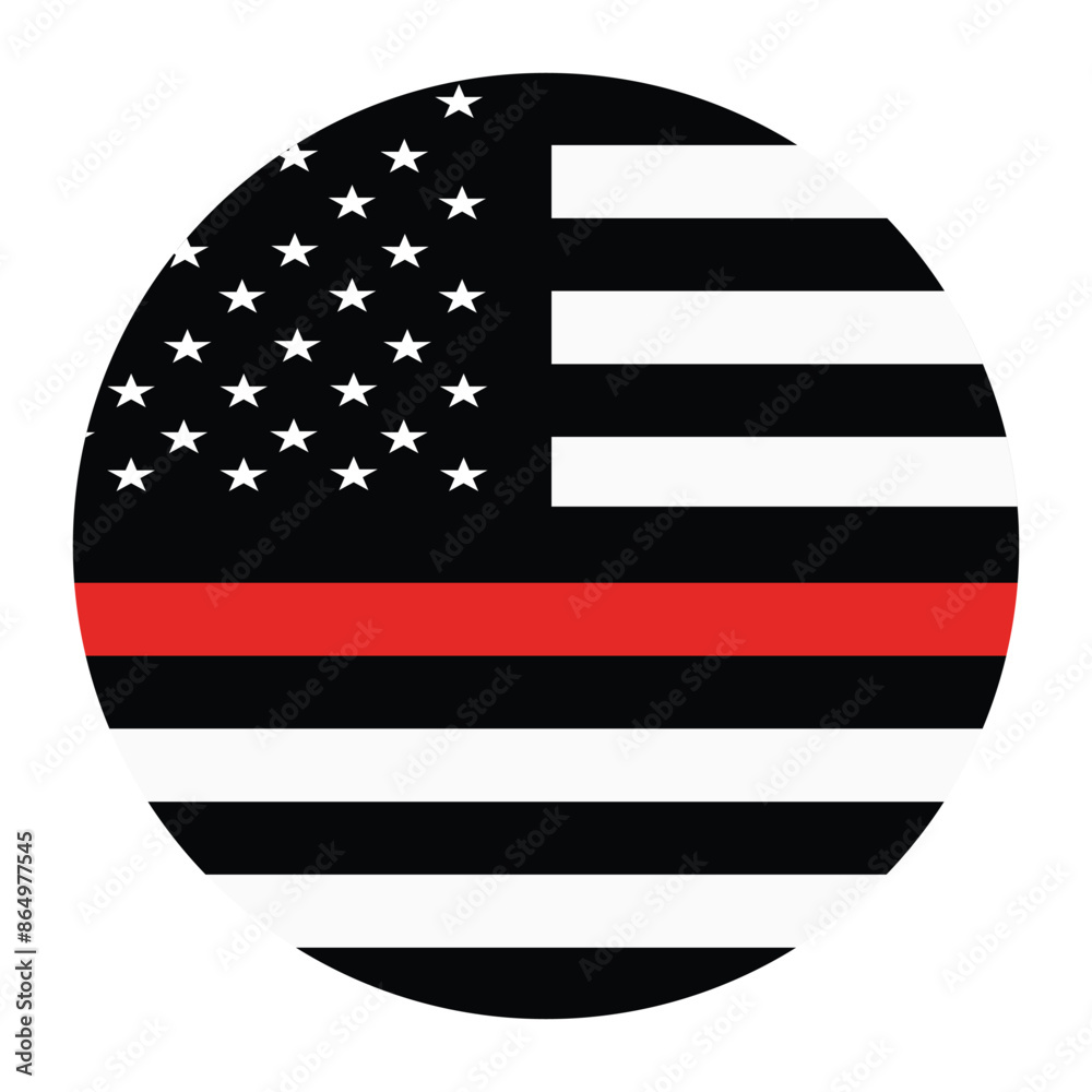 Circle badge Thin red line firefighter flag symbol vector illustration ...