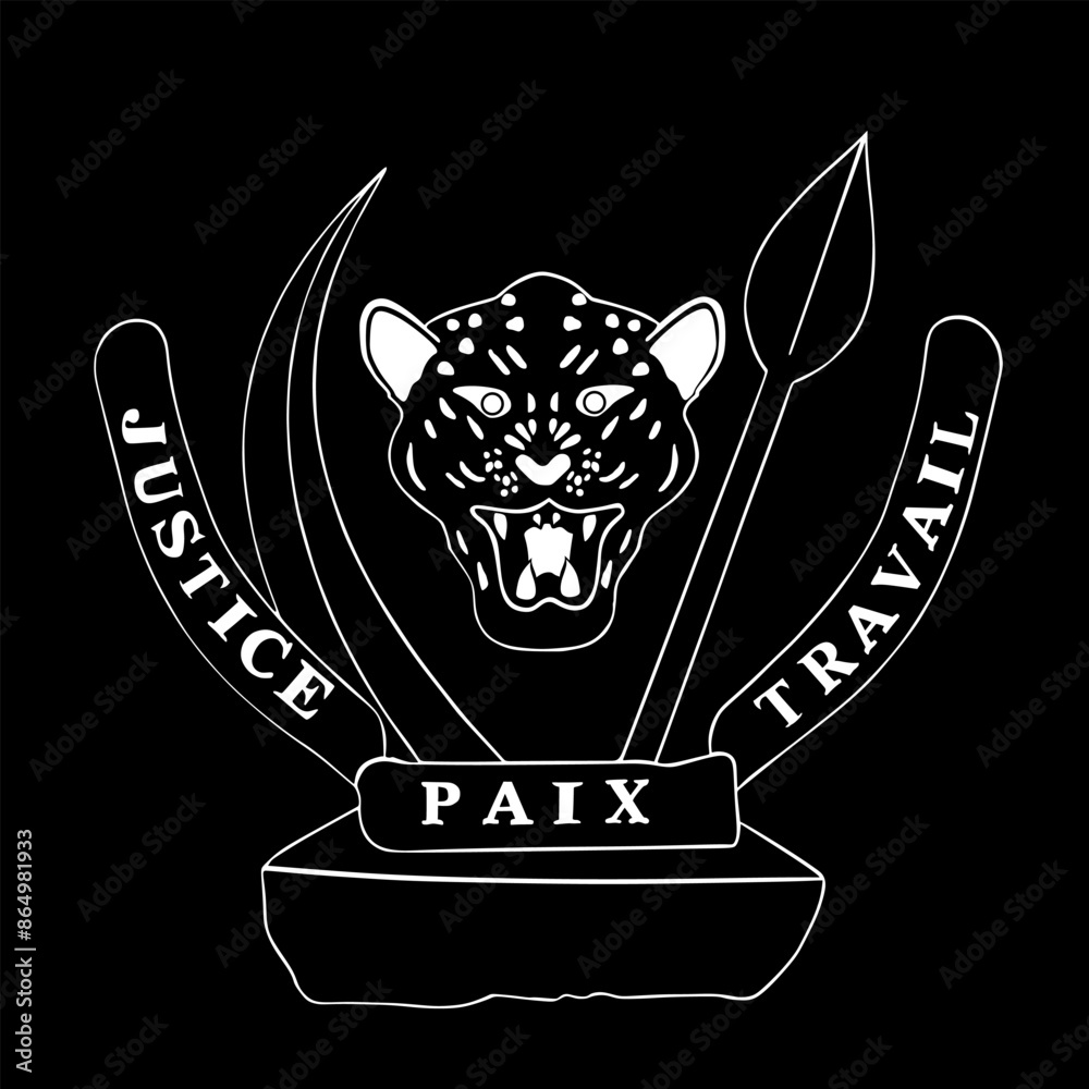 Democratic republic of Congo coat of arms vector silhouette ...