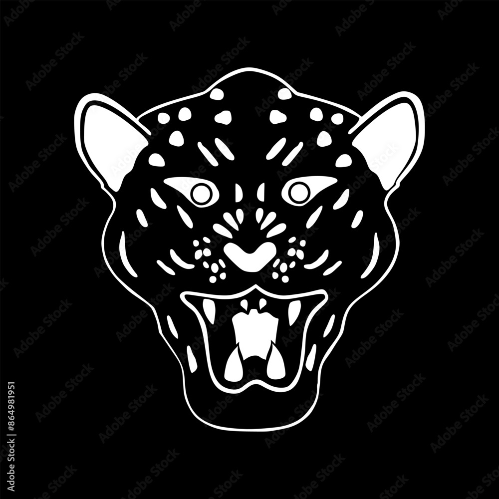 Leopard head vector silhouette illustration isolated. Wild beast open ...