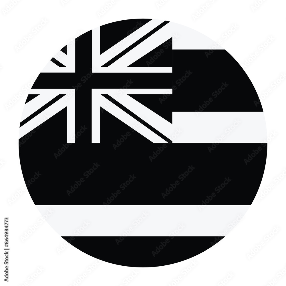 Black and white circle badge Hawaii flag button vector illustration ...