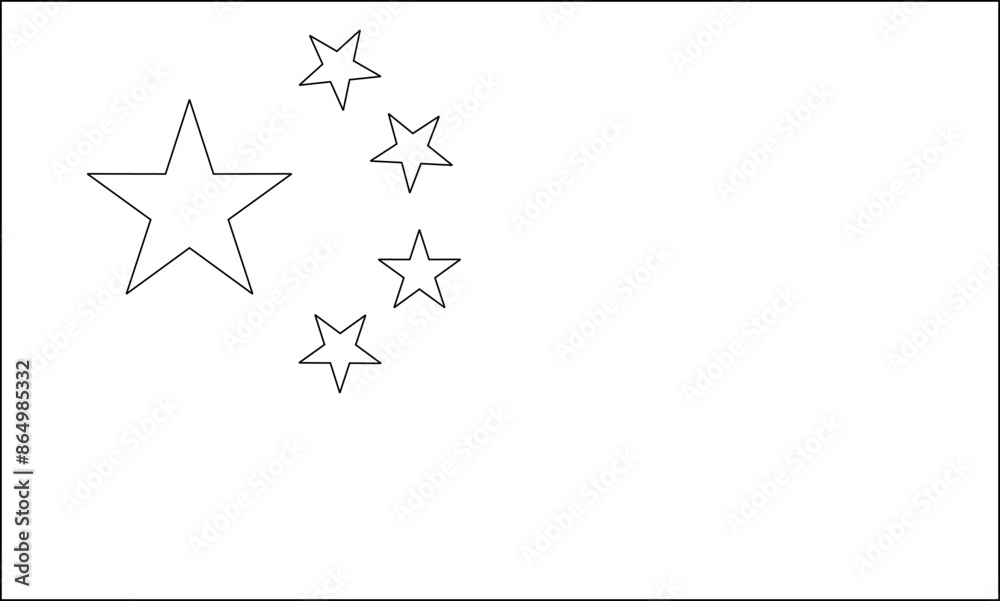 Scheme graphic China flag vector illustration isolated. Line contour ...