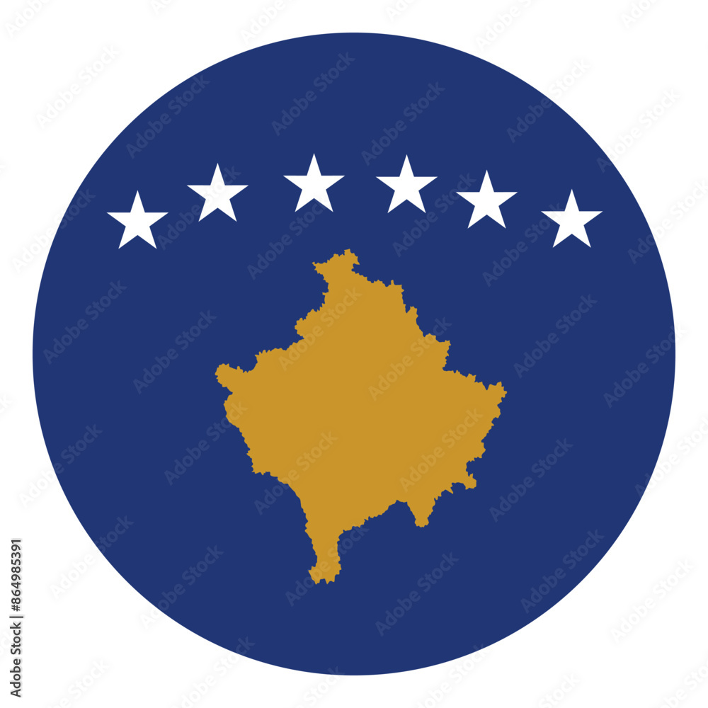 Circle badge Kosovo flag button vector illustration isolated. Roundel ...