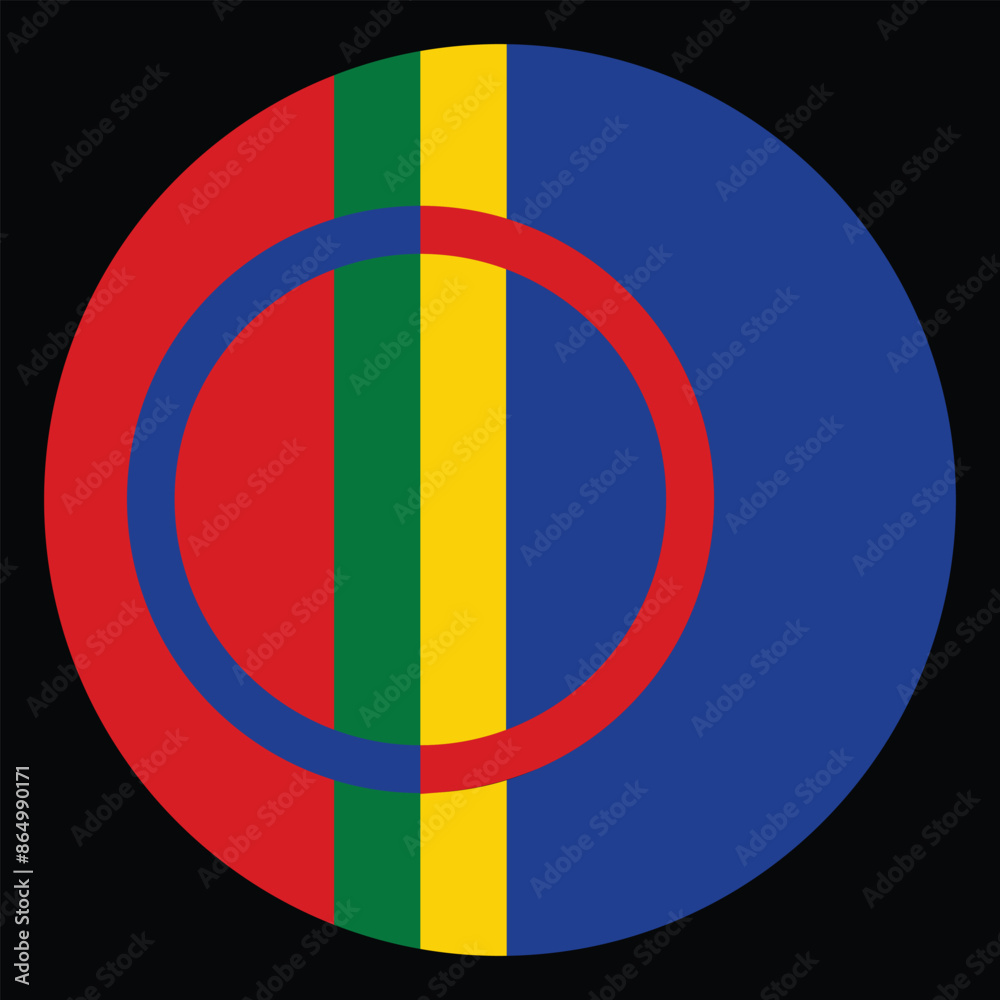 Circle badge Sami people flag button vector illustration isolated ...