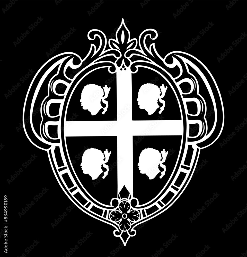 Sardinia coat of arms vector silhouette illustration isolated. Province ...