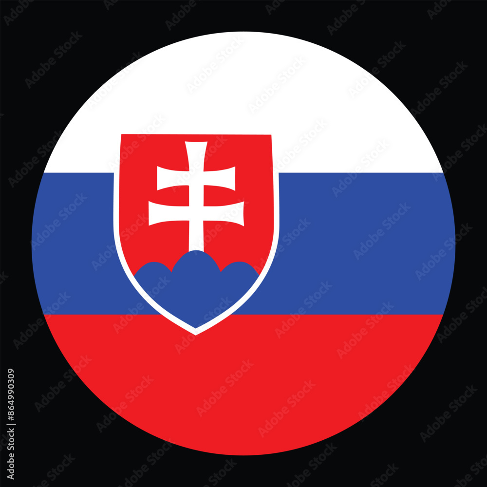 Circle badge Slovakia flag button vector illustration isolated. Europe ...