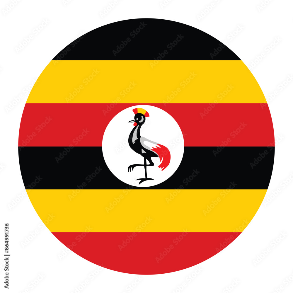 Circle badge Uganda flag vector illustration isolated on white ...