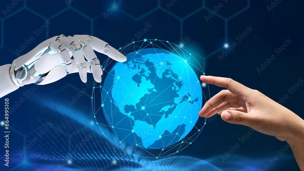 Technology human touch background, modern remake of The Creation of ...