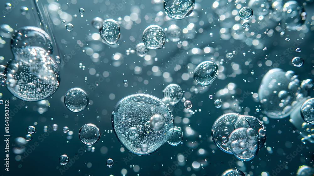 Fizzy bubbles in water from effervescent tablet pill in realistic ...