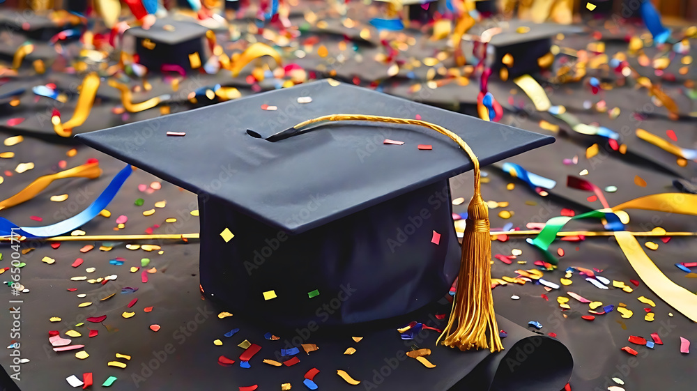 Back to school graduation background with toga, graduation cap, and ...