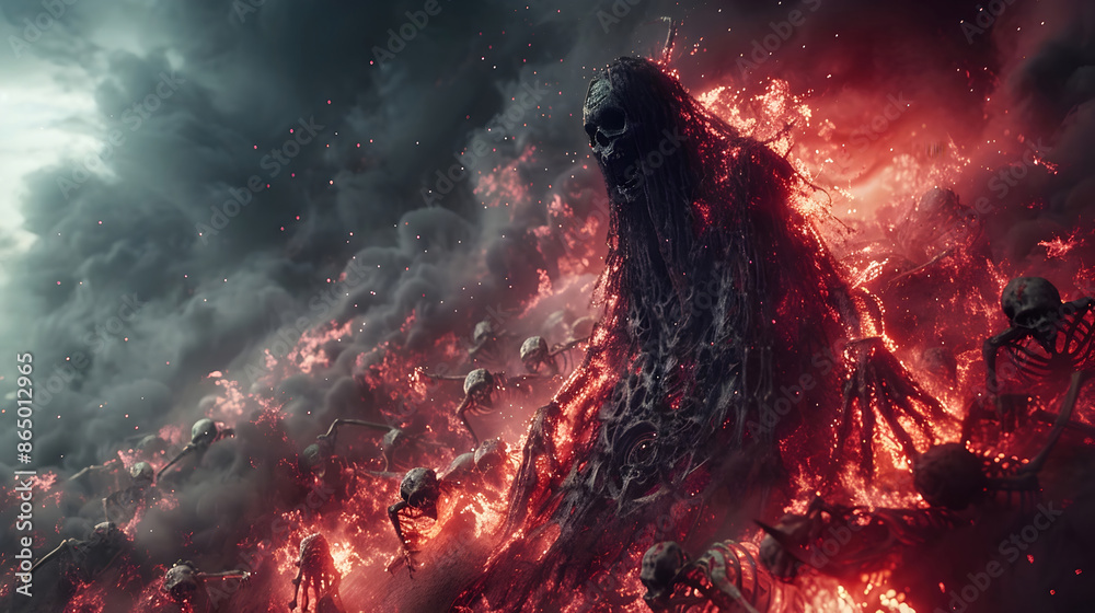 Chthonic Lord of Death Emerges from Earth,Surrounded by Skeletal ...