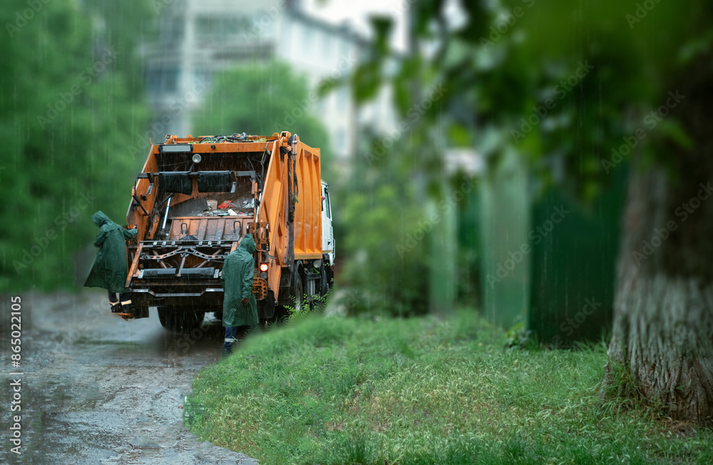 Garbage collection using garbage trucks. Highlighting the role of ...
