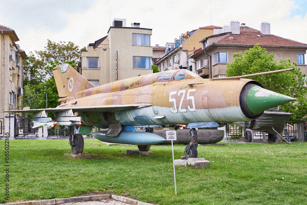 Sofia, Bulgaria, April 24, 2024; Aircraft MIG-21 BIS combat fighter in ...