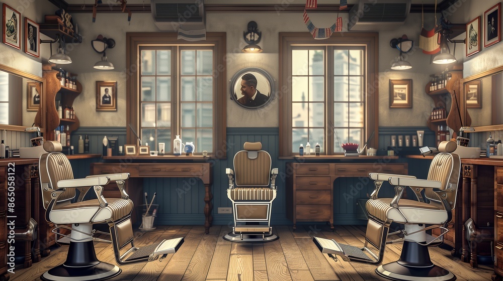 Foto de A vintage barber shop guest room with retro barber shop decor ...