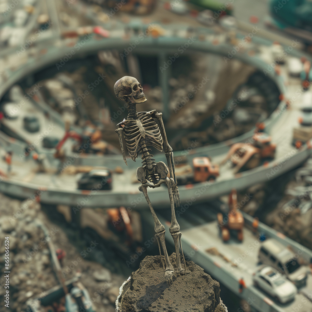 skeleton of a person ️ A dynamic highway interchange construction scene ...