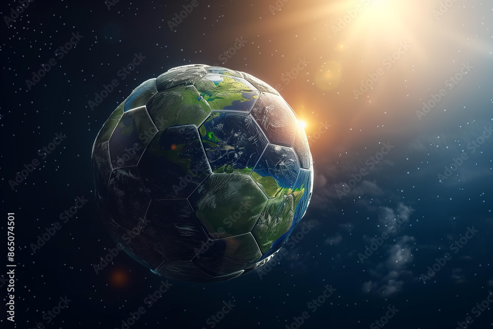 soccer ball in the form of planet earth in space, surreal concept of ...