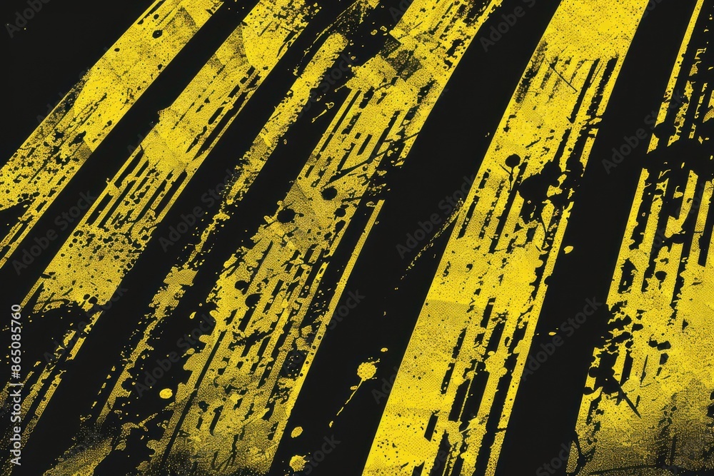 Yellow tire skid marks and wheel imprints. Vehicle tread silhouette for ...