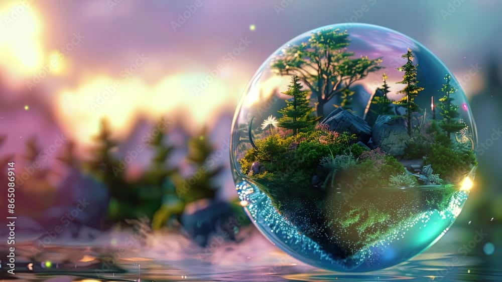 Nature, Animals, and Trees inside of globe glass. Hyper Realistic Globe ...