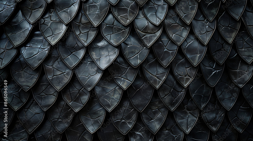 Black leather scales of dragon skin texture background, seamless ...