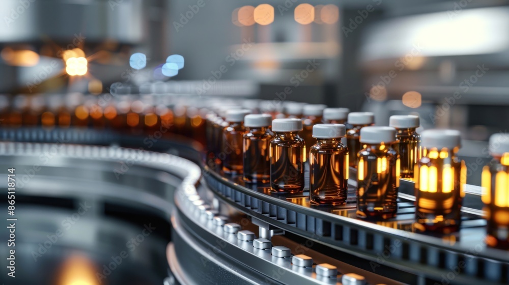 pharmaceutical plant with modern medical tube production line, glass ...