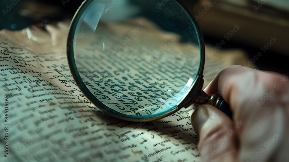 Magnifying Glass Examining Encrypted Cipher Text Document Stock ...