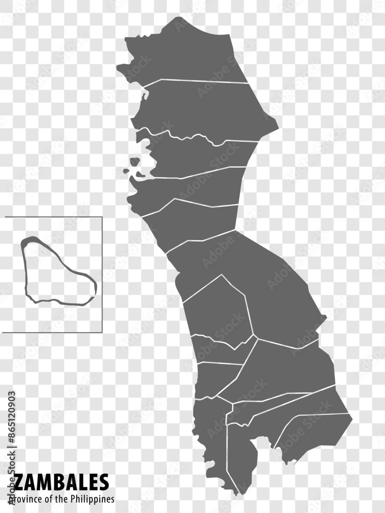 Blank map Zambales of Philippines. High quality map Province of ...