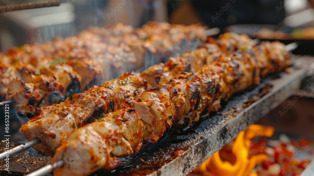 Authentic Turkish kebab with perfectly grilled chicken meat, captured ...